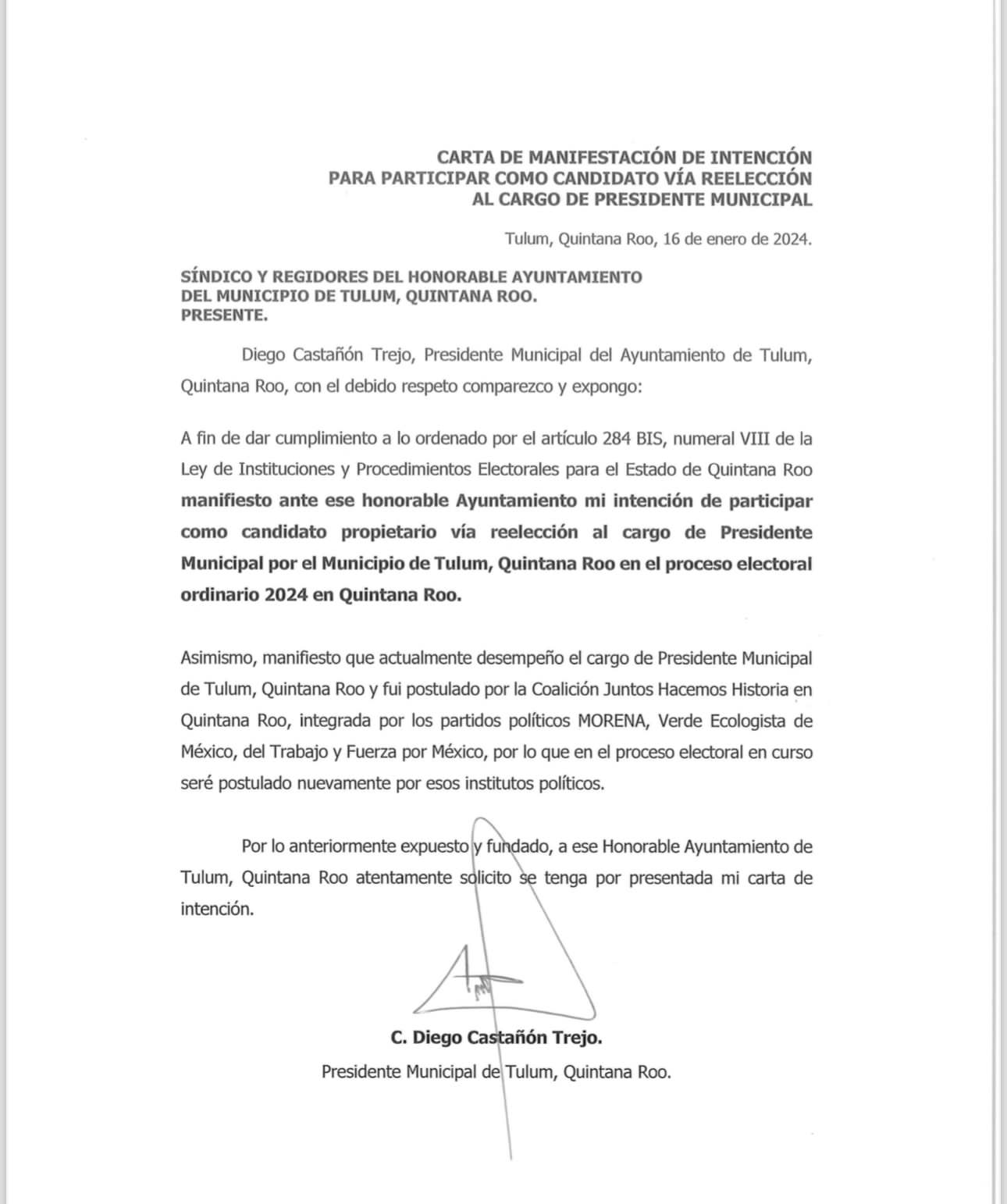 Confirma Diego Castañón intención de reelegirse en Tulum - Agenda QR